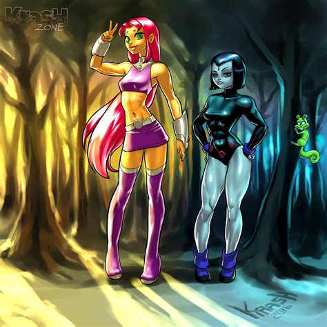 Starfire And Raven By Krashzone On Deviantart