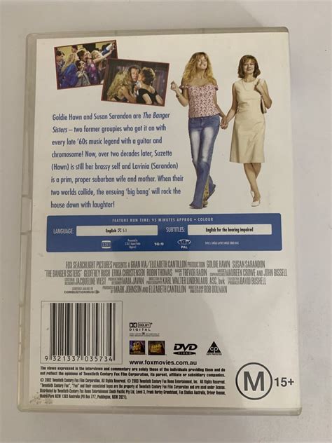 The Banger Sisters Dvd 2002 Goldie Hawn Susan Sarandon Region 4