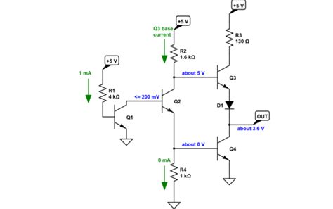 Transistors TTL NAND Gate Totem Pole Current And Voltage Analysis Electrical Engineering