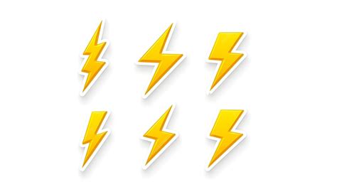 Yellow Lightning Bolt Icons Lightning Shapes Various Bolt Sizes