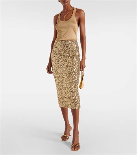 Sequined Midi Skirt In Gold Rotate Mytheresa