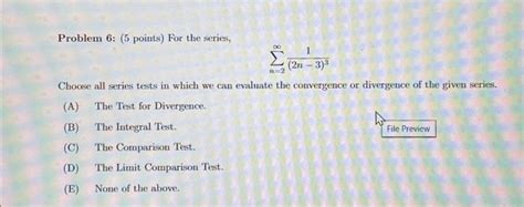 Solved Problem 6 5 Points For The Series 2n 3³ N2