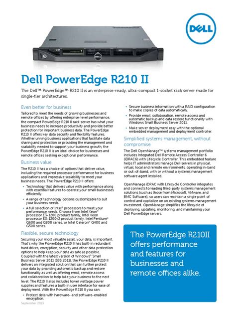 Dell R210 Ii Specsheet Pdf Hyper V Microsoft Windows