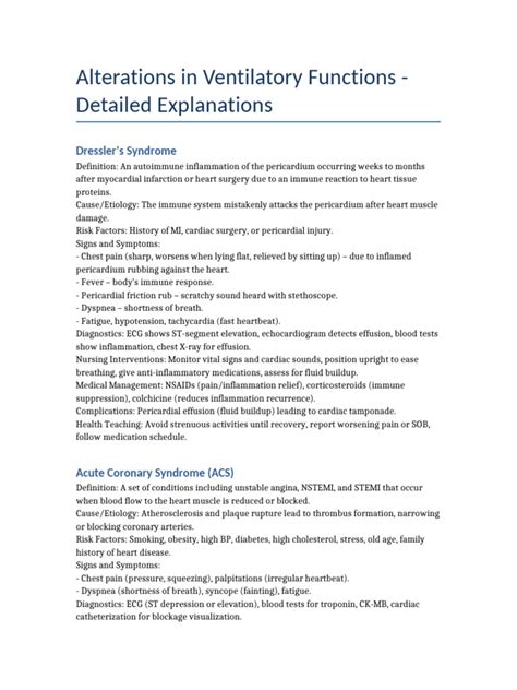 Alterations In Ventilatory Functions Notes Pdf Myocardial