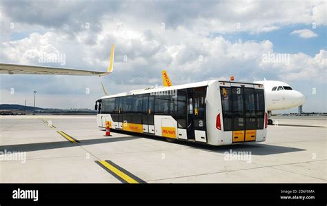 Transport Bus For Transporting Passengers From The Plane To The Airport
