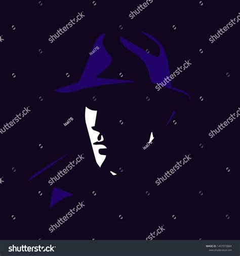Detective Shadow Cartoon Illustration Mysterious Man Stock Vector