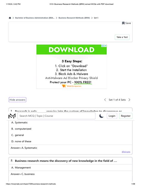 310 Business Research Methods Brm Solved Mcqs With Pdf Download