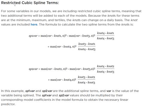 R Calculate Spline Terms Of A Logistic Regression Using Published Knots And Formula Cross