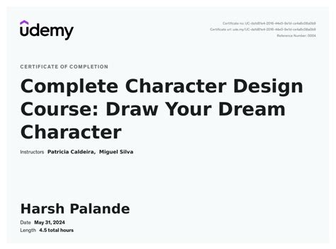 completed how to design your dream character course on udemy harsh