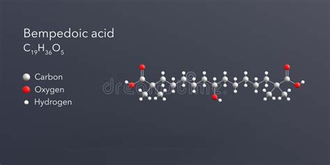Bempedoic Acid Molecule 3d Rendering Flat Molecular Structure With