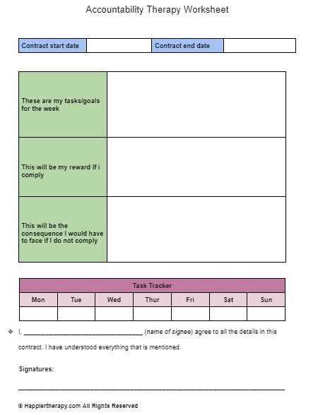 Accountability Therapy Worksheet Happiertherapy Worksheets Library