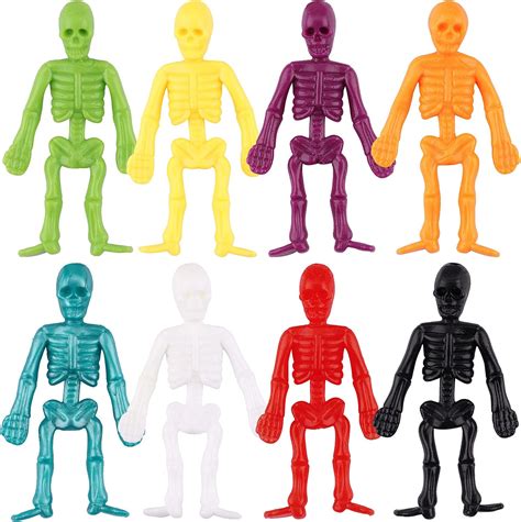 64 Pcs Halloween Stretchy Skeletons Assorted Colour Stretchy Skeleton