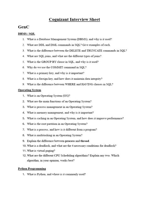 Cognizant Interview Questions Guide Pdf Object Oriented Programming