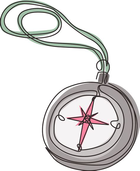 Single Continuous Line Drawing Hiking Compass Icon Symbol Camping