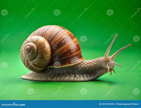 Animated Snail Crawling In Slow Motion A Cartoon Snail On A Green