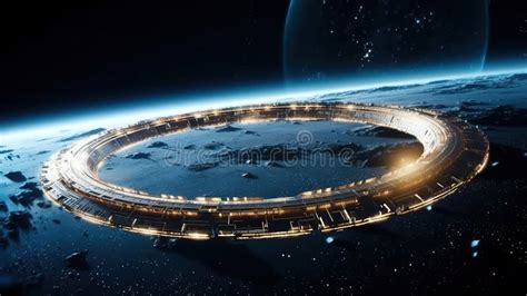 Moonlit U Turn On A Moebius Strip Space Station Stock Illustration Illustration Of Featuring