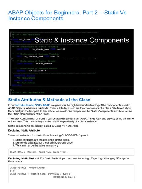 Part 2 Understanding Static Vs Instance Components Pdf Class