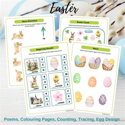 Easter Preschool Printables Eater Poems Colouring Page Tracing