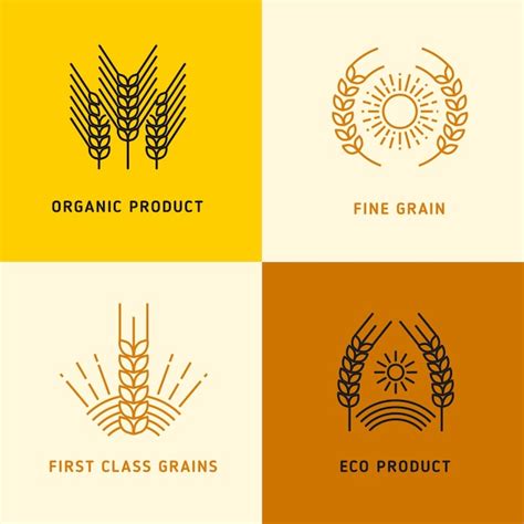 Premium Vector Harvesting Vector Logos With Wheat Grains