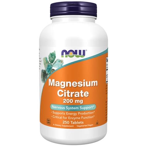 Now Magnesium Citrate 200 Mg 250 Tablets Vitacost
