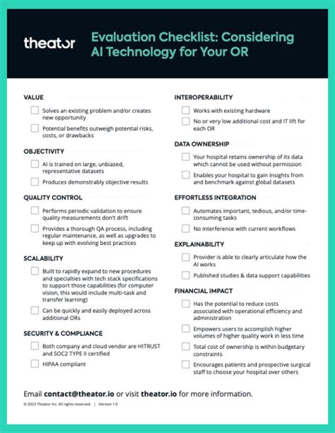 Ai Technology Evaluation Checklist