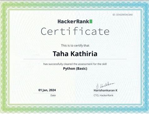 Taha Kathiria On Linkedin Hackerrank Pythonprogramming