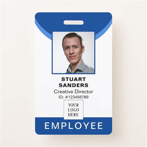 Blue Photo Qr Code Employee Id Badge Zazzle In 2025 Event Badges