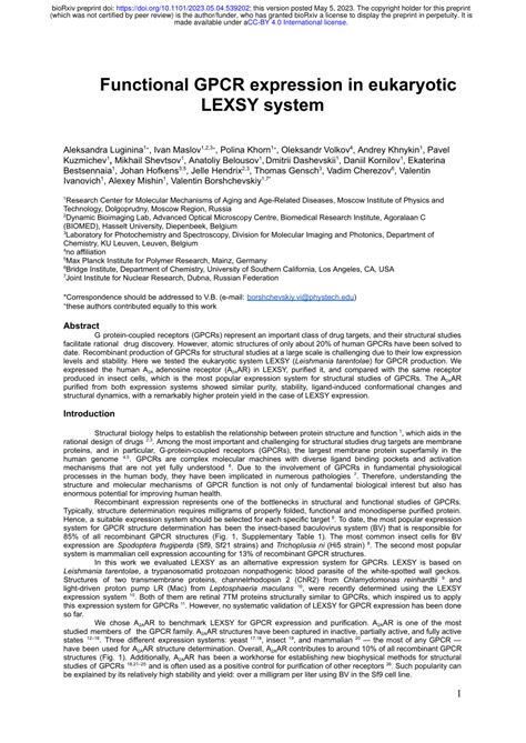 Pdf Functional Gpcr Expression In Eukaryotic Lexsy System