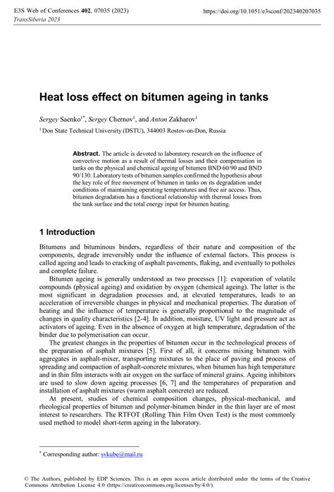 Pdf Heat Loss Effect On Bitumen Ageing In Tanks