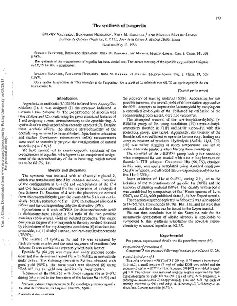Pdf The Synthesis Of D Asperlin