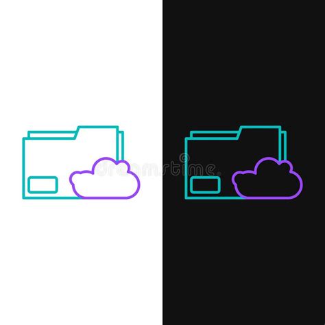 Line Cloud Storage Text Document Folder Icon Isolated On White And