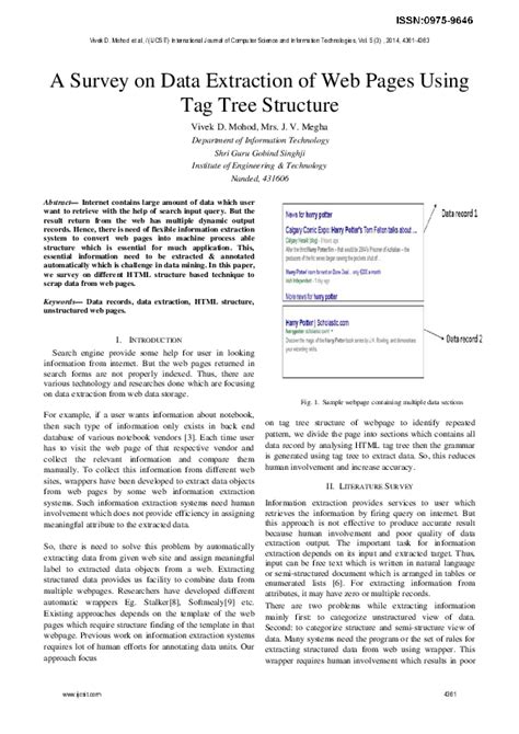 Pdf A Survey On Data Extraction Of Web Pages Using Tag Tree Structure