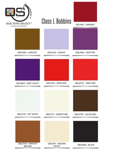 Quilters Select Bobbins Class L Multiple Colors Available