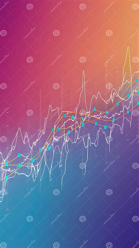 Color Coded Line Graph On Gradient Pink Blue Background Depicting Data Fluctuations Stock
