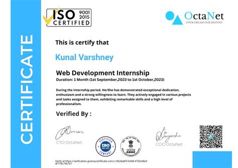 kunal varshney on linkedin octanetinternshipsuccess octanet