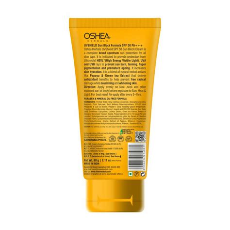 Oshea Herbals Uv Shield Sun Block Formula Spf 50 Pa Pushmycart