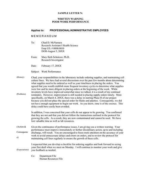 Work Performance Warning Letter How To Write A Work Performance