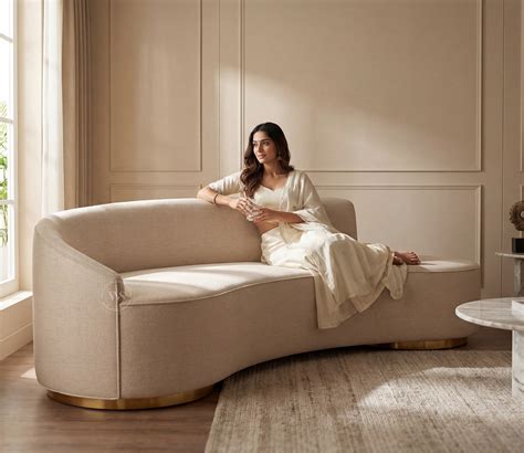 Buy Osbert 3 Seater Curved Sofa Cotton Jade Ivory 43 Off Online