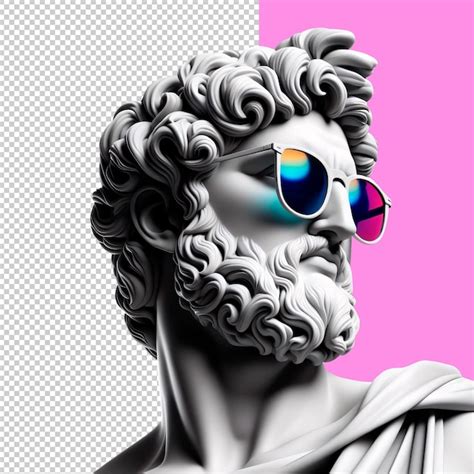 Premium Psd Human Sculpture Statue Hipster In A Colored Sunglasses On