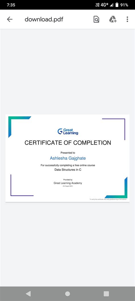 Ashlesha Gajghate On Linkedin Successfully Completed In My Course Certificate On Great Learning