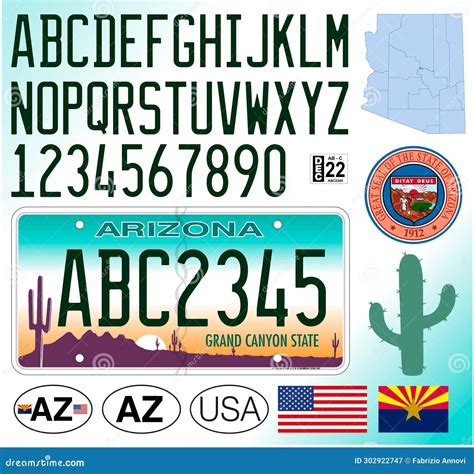 Arizona State Car License Plate Pattern Letters Numbers And Symbols