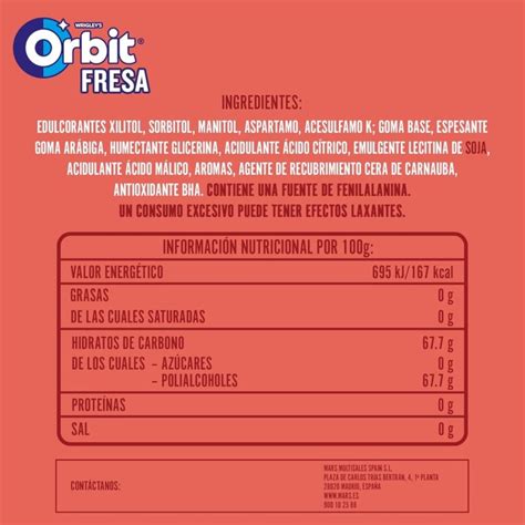 Chicles Orbit Box Fresa Bote 46 Grageas X 6u