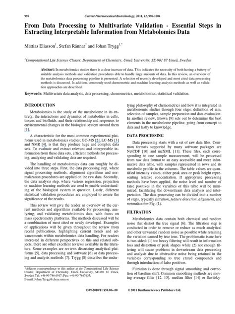 From Data Processing To Multivariate Val Pdf Ref 7 Pag