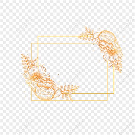 Gold Line Floral Wedding Gold Flower Rectangular Borderdaterectangle