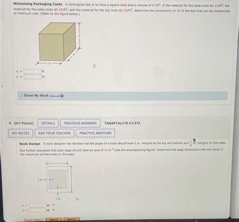 solved minimizing packaging costs a rectangular box is to