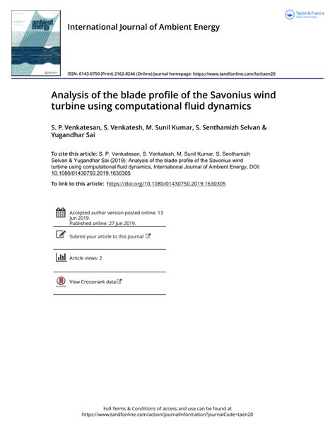 Pdf Analysis On Blade Profile Of Savonius Wind Turbine Using