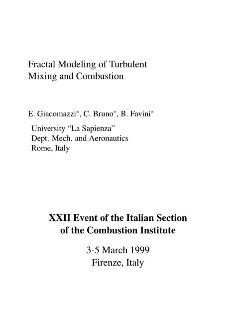 Pdf Fractal Modeling Of Turbulent Mixing And Combustion