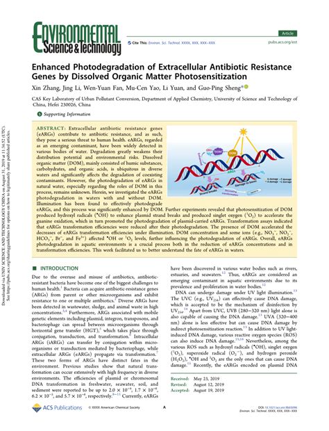 Pdf Enhanced Photodegradation Of Extracellular Antibiotic Resistance