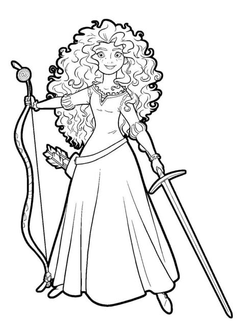 Merida Holding Sword And Bow Coloring Page Download Print Or Color