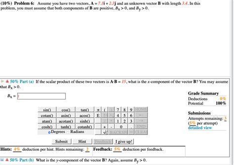 Solved 10 Problem 6 Assume You Have Two Vectors A Chegg Com